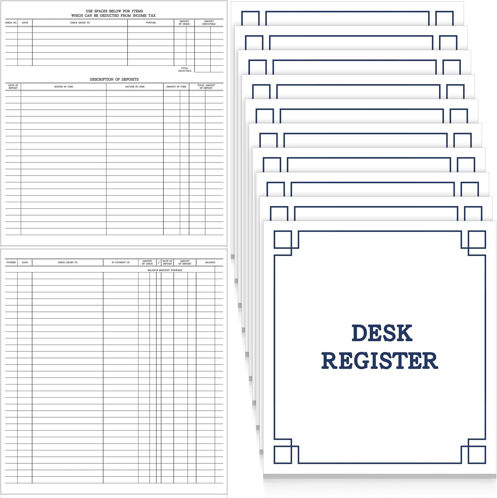 Amazon.com : Check Desk Registers, Size 8 1/2" x 9 1/4", Executive ...