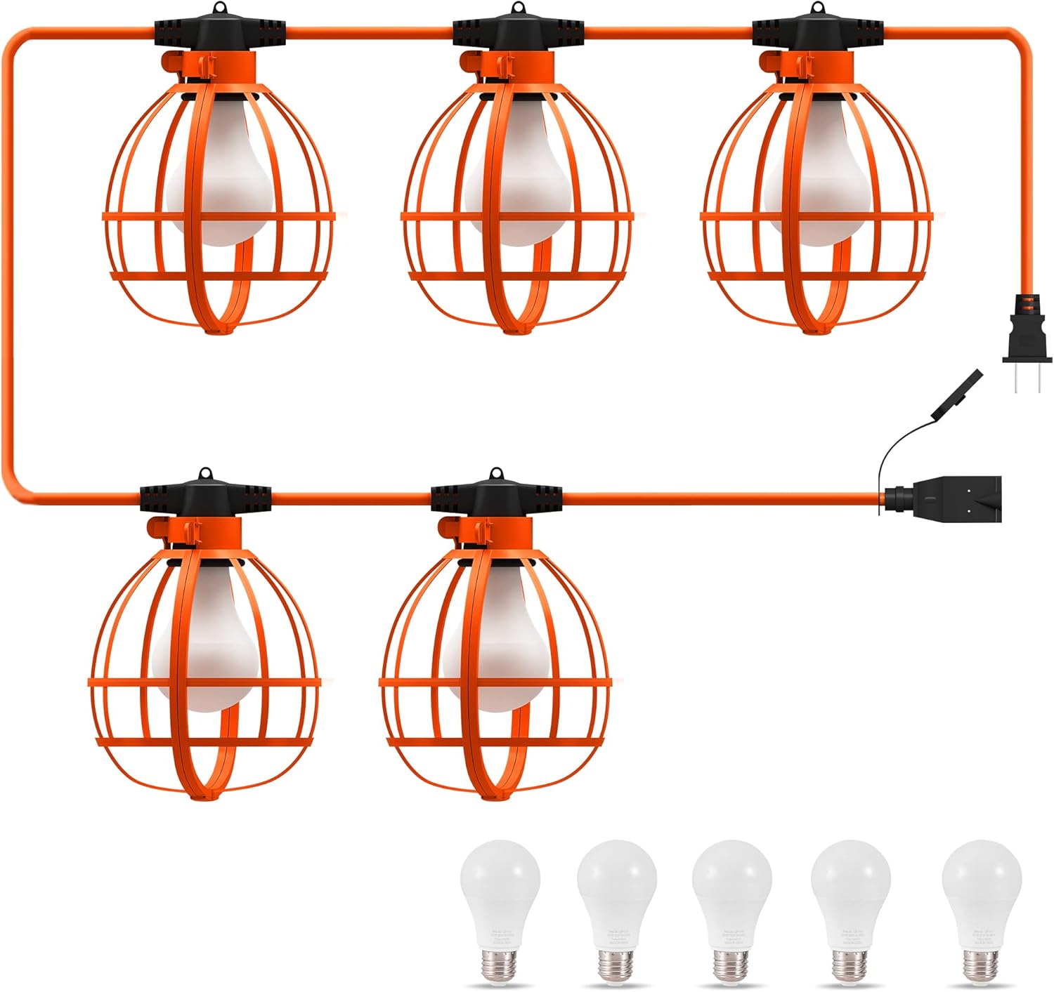 LEDIARY 50FT Construction String Lights, 50 Bulbs 50W 5250LM Hanging ...