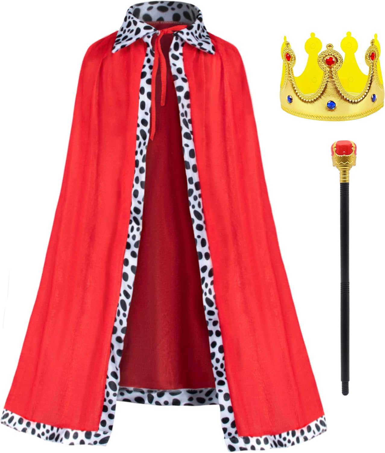 King Costume for Aldult Robe Crown Scepter Set Mens Royal Prince Cape ...