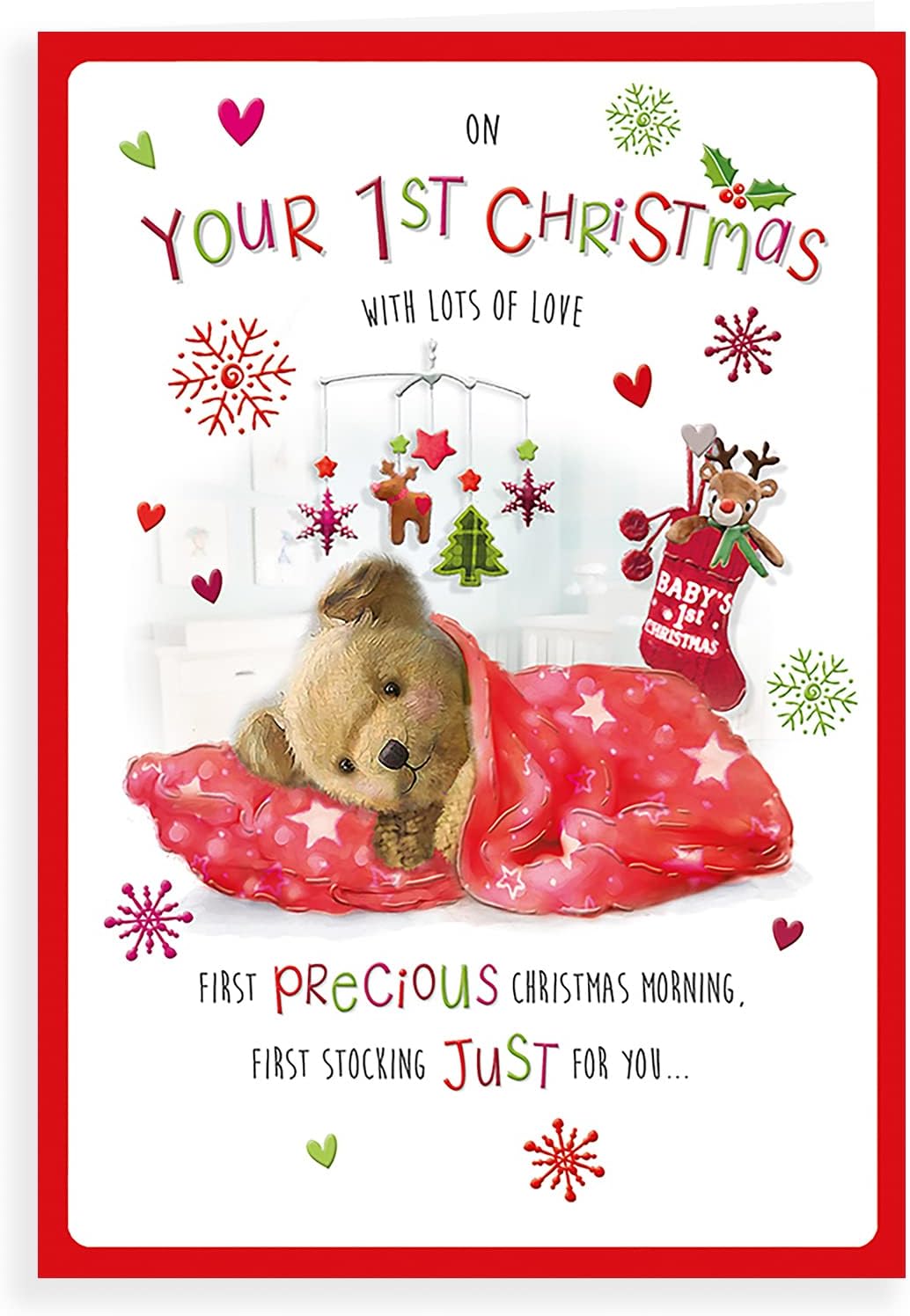 White Cotton Cards Baby's First Handmade Christmas Card (Tree & Pram ...