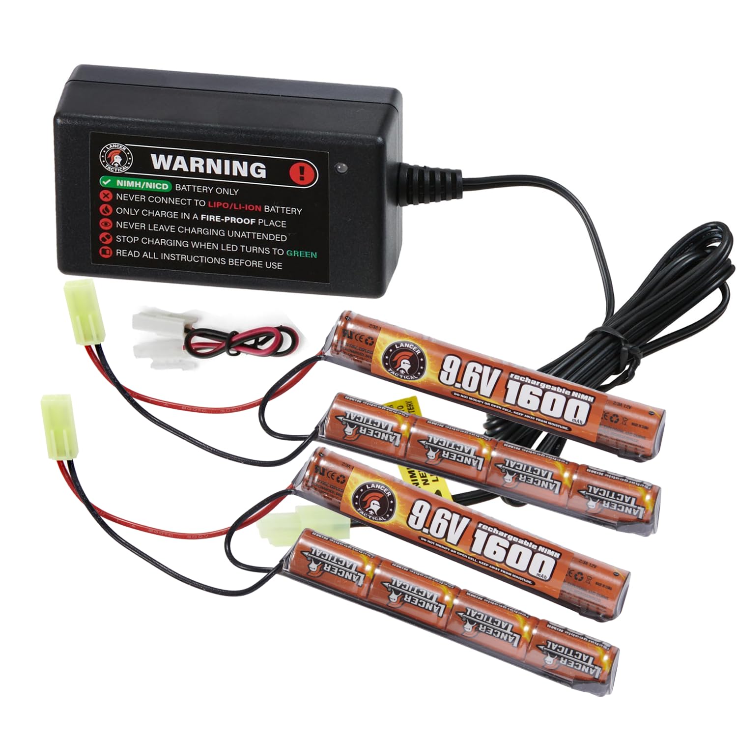 Amazon.com: Lancer Tactical Nimh Battery Pack with Smart Charger, Two ...