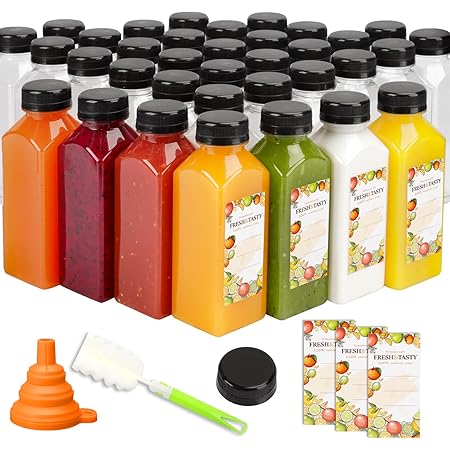 Amazon.com: BPFY 30 Pack 12oz Empty Plastic Juice Bottles with Caps ...