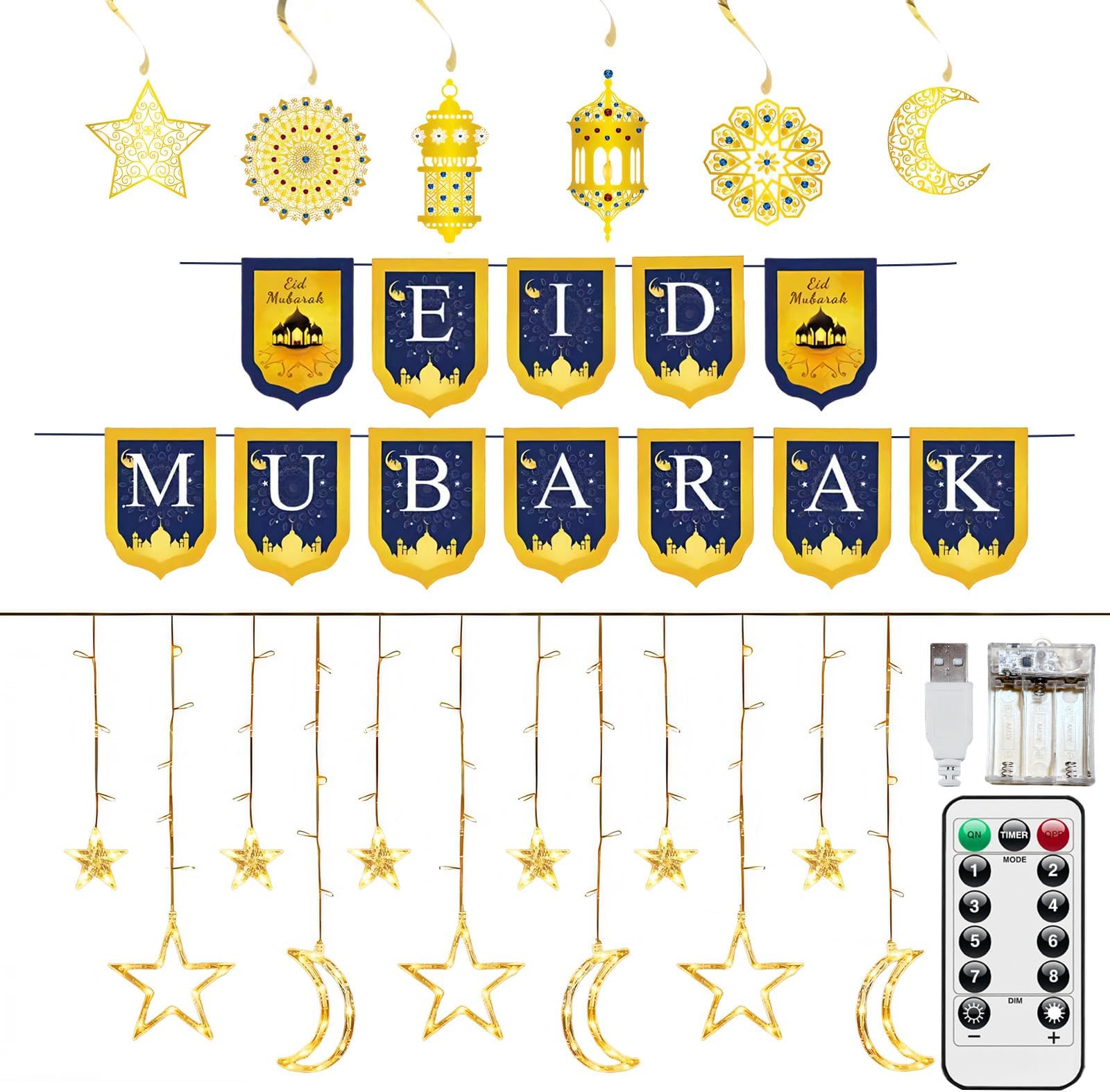 Amazon.com: Ramadan Light Decorations for Home Battery and USB Powered ...