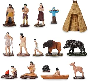 Amazon.com: Hiawbon 15Pcs Native American Figurines Set, Historical ...