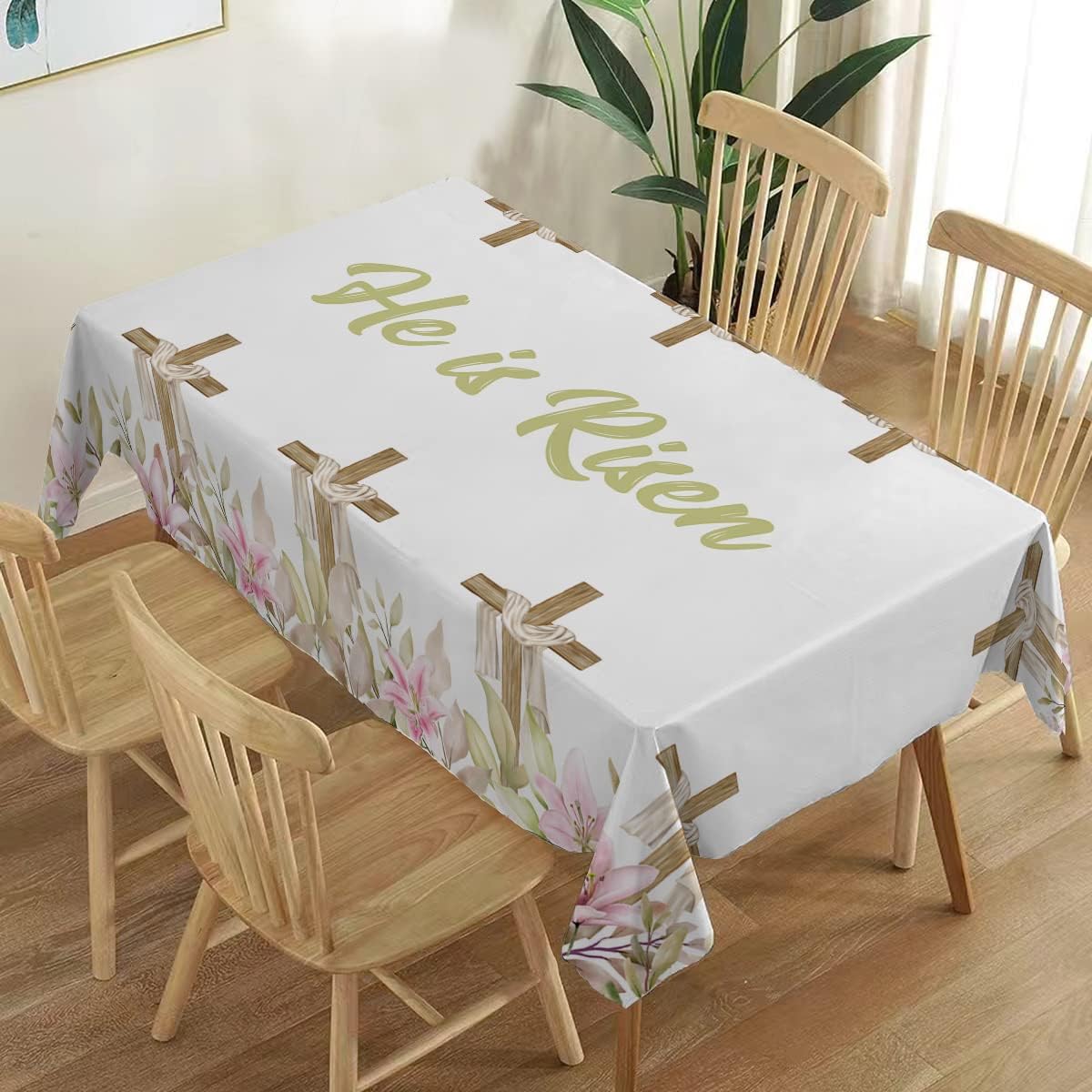 Amazon.com: Heyfary He is Risen Tablecloth Easter Christian Cross ...