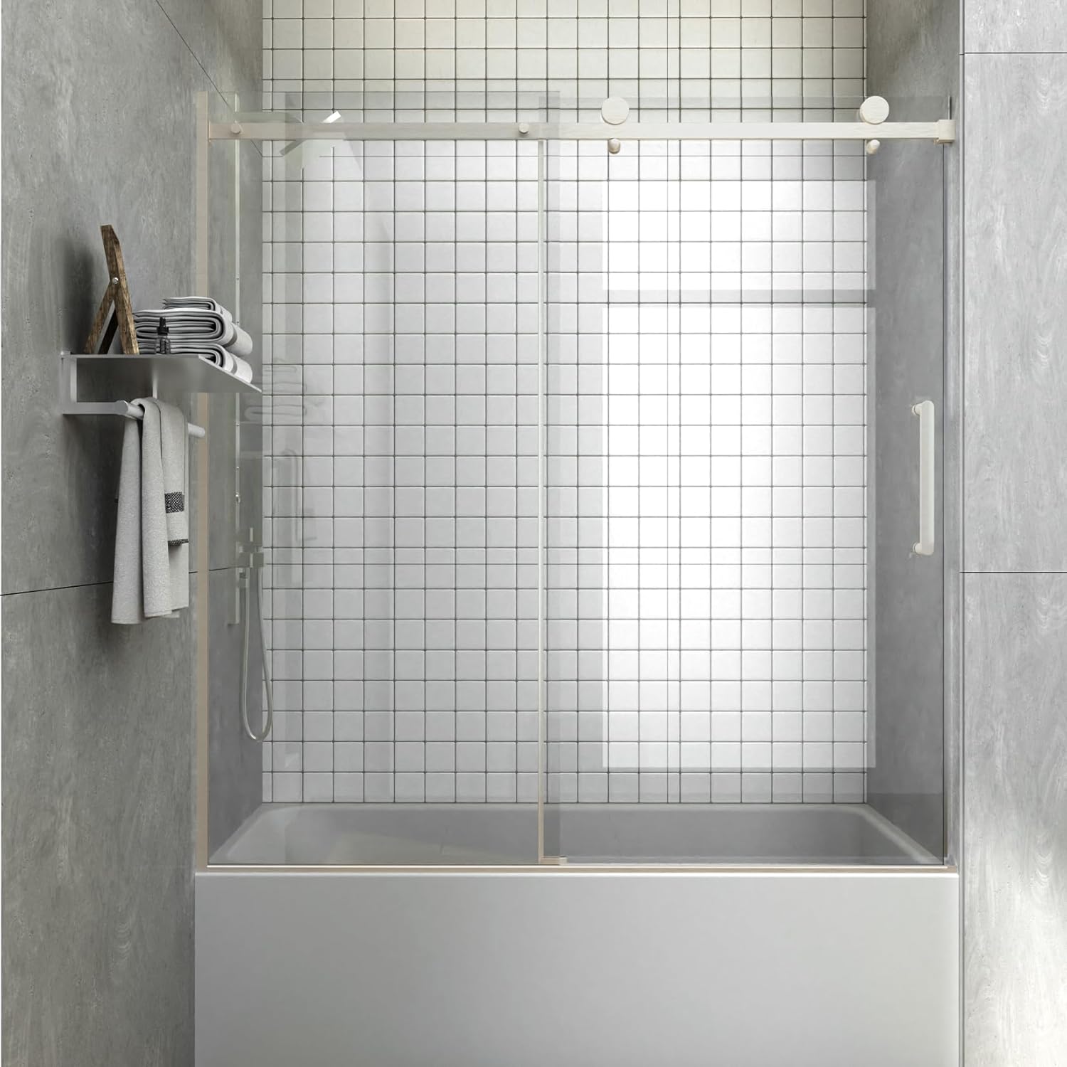 CKB Bathtub Door, 55 3/4"- 59" W x 60" H with 5/16"(8mm) SGCC Tempered ...
