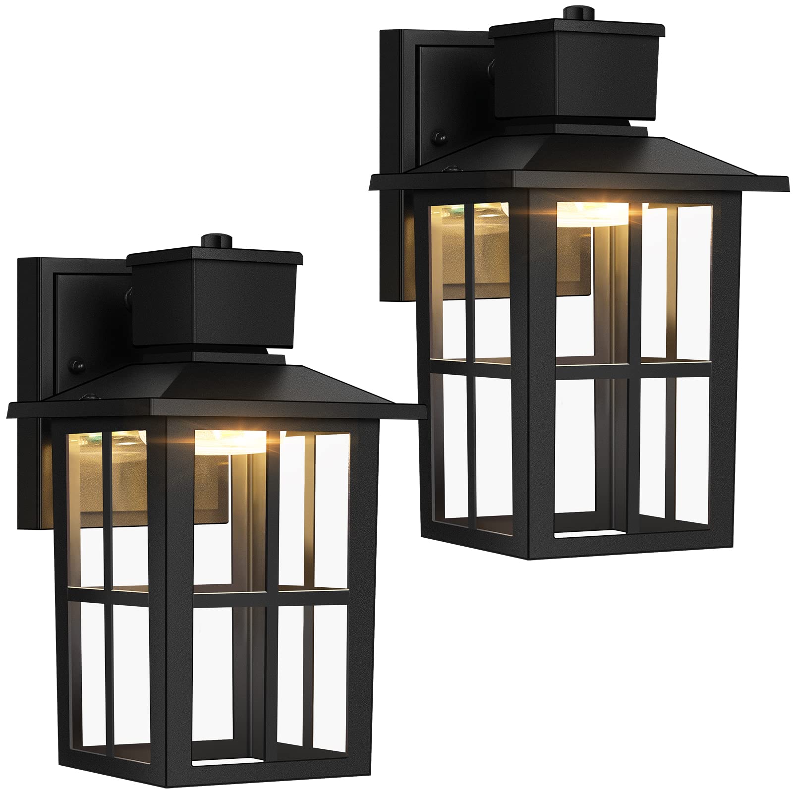 Brightever LED Outdoor Wall Lights, 10W Black Exterior Light Fixture ...