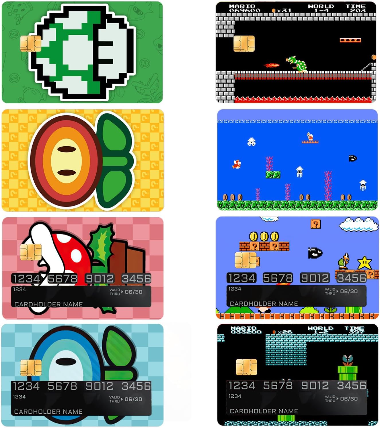 Amazon.com: Pounchi Pixel Game Credit Debit Card Decor Stickers Skin (8 ...