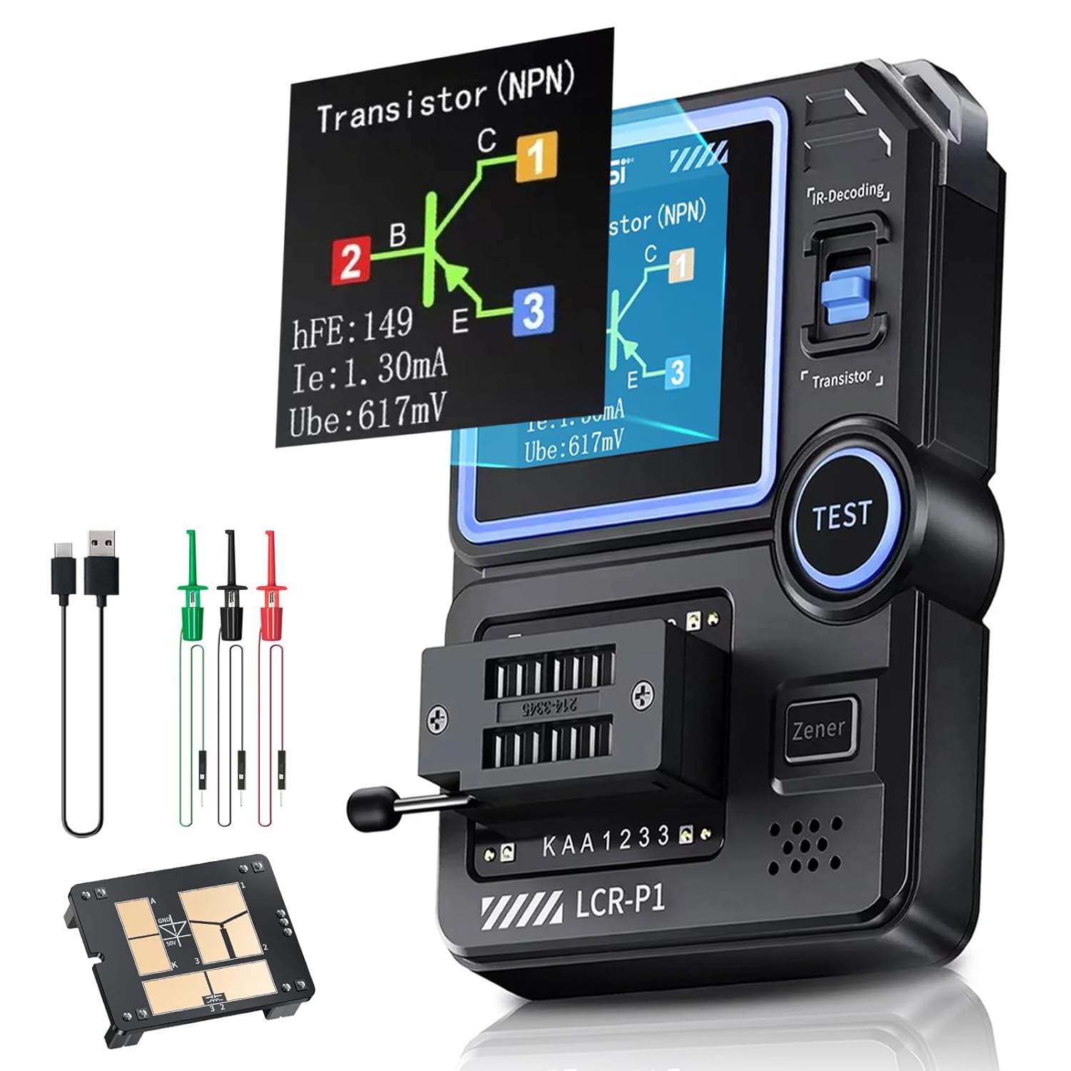 FNRSI LCR-P1 Transistor Meter Multifunctional Capacitor Tester ESR ...