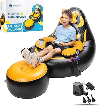 Amazon.com: Qadory Inflatable Gaming Chair for Kids – Supports Up to ...