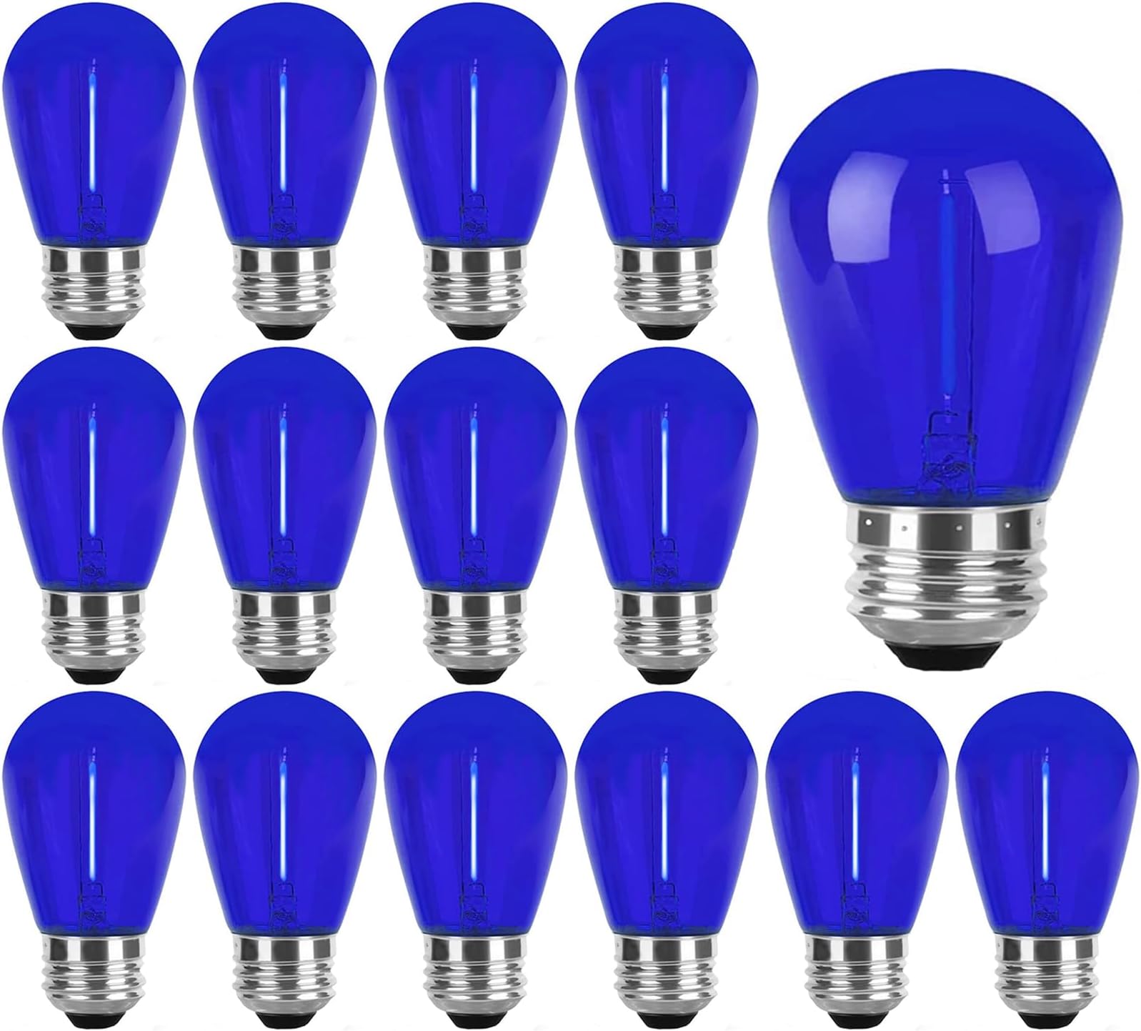 15 Pack S14 LED Bulb Blue 1W S14 Filament Bulb Shatterproof Blue ...