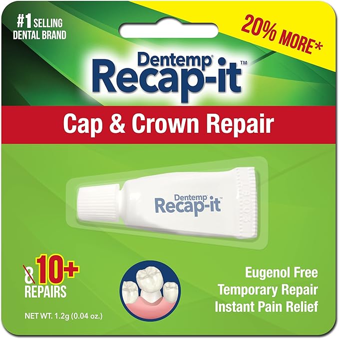 Amazon.com: Dentemp Recap-It Cap and Crown Repair Dental Kit - Fast ...