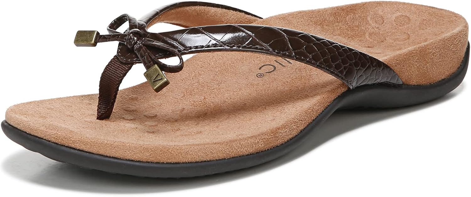 Amazon.com | Vionic Bella - Women's Orthotic Sandals Brown Croc Syn ...