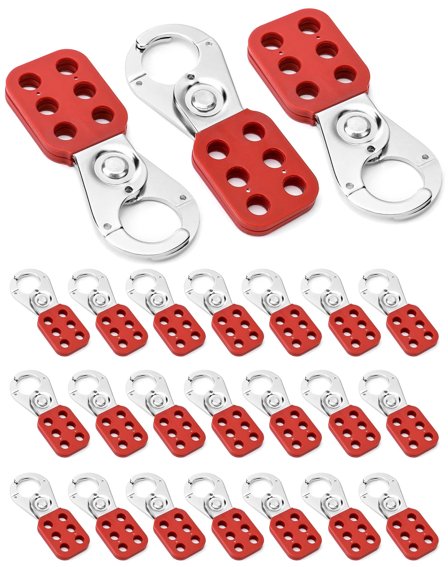 QWORK Lock Out Tag Out Hasp, 24 Pack Tamper-Proof Stainless Steel ...