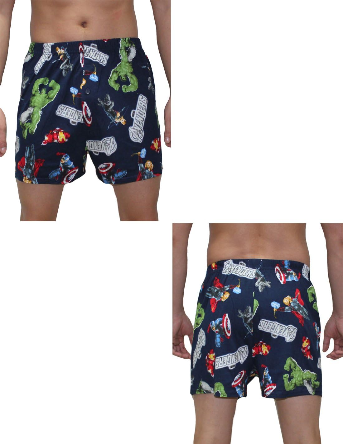 Mens AVENGERS (HULK, IRON MAN, THOR) Functional Button Fly Boxer Shorts ...