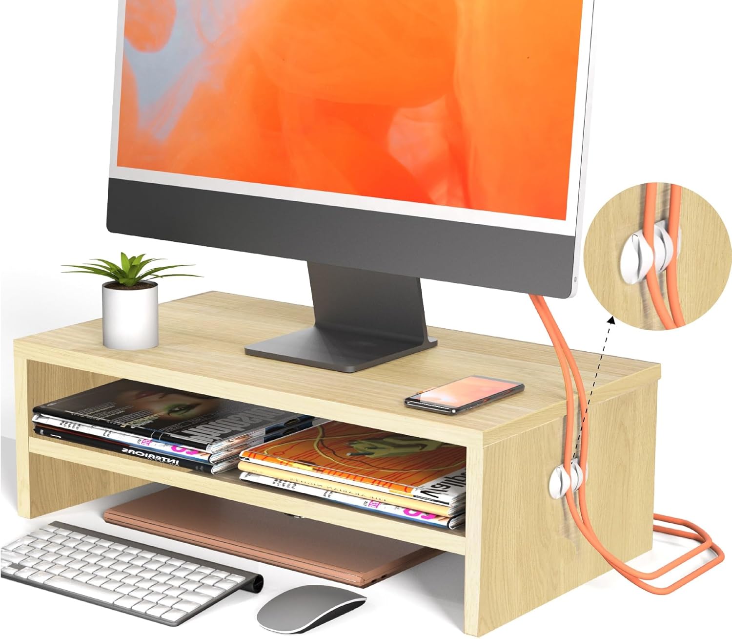 Rathsyme Monitor Stand - 2 Tier Computer Monitor Riser with 16.7 Inch ...