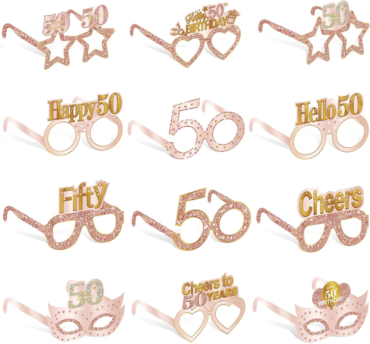 Amazon.com: Guiruiy 24PCS 50th Birthday Paper Eyeglasses Decorations ...