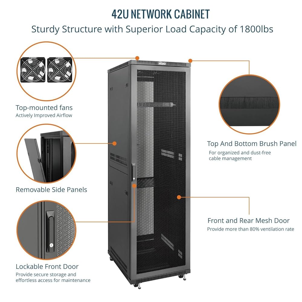 42U Server Rack Network Cabinet with PDU, Cooling Philippines | Ubuy