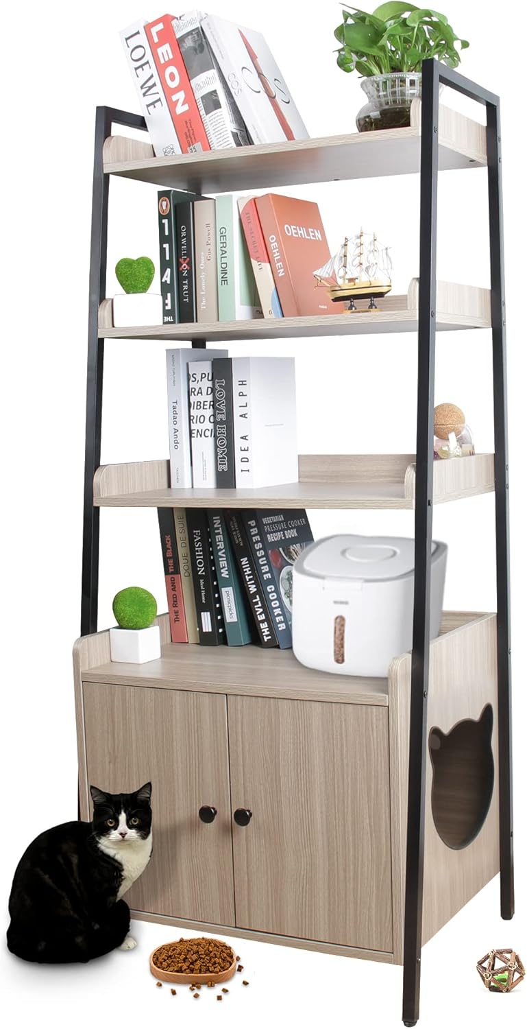Amazon.com: Cat Litter Box Hidden Furniture, Litter Box Enclosure 4 ...