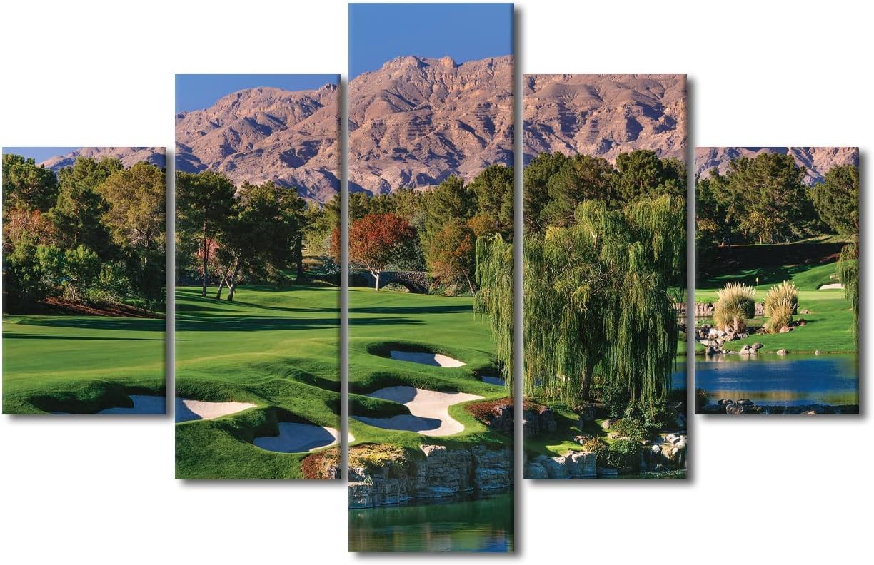 Amazon.com: 5 Panel American Golf Course Wall Art Canvas Prints Shadow ...