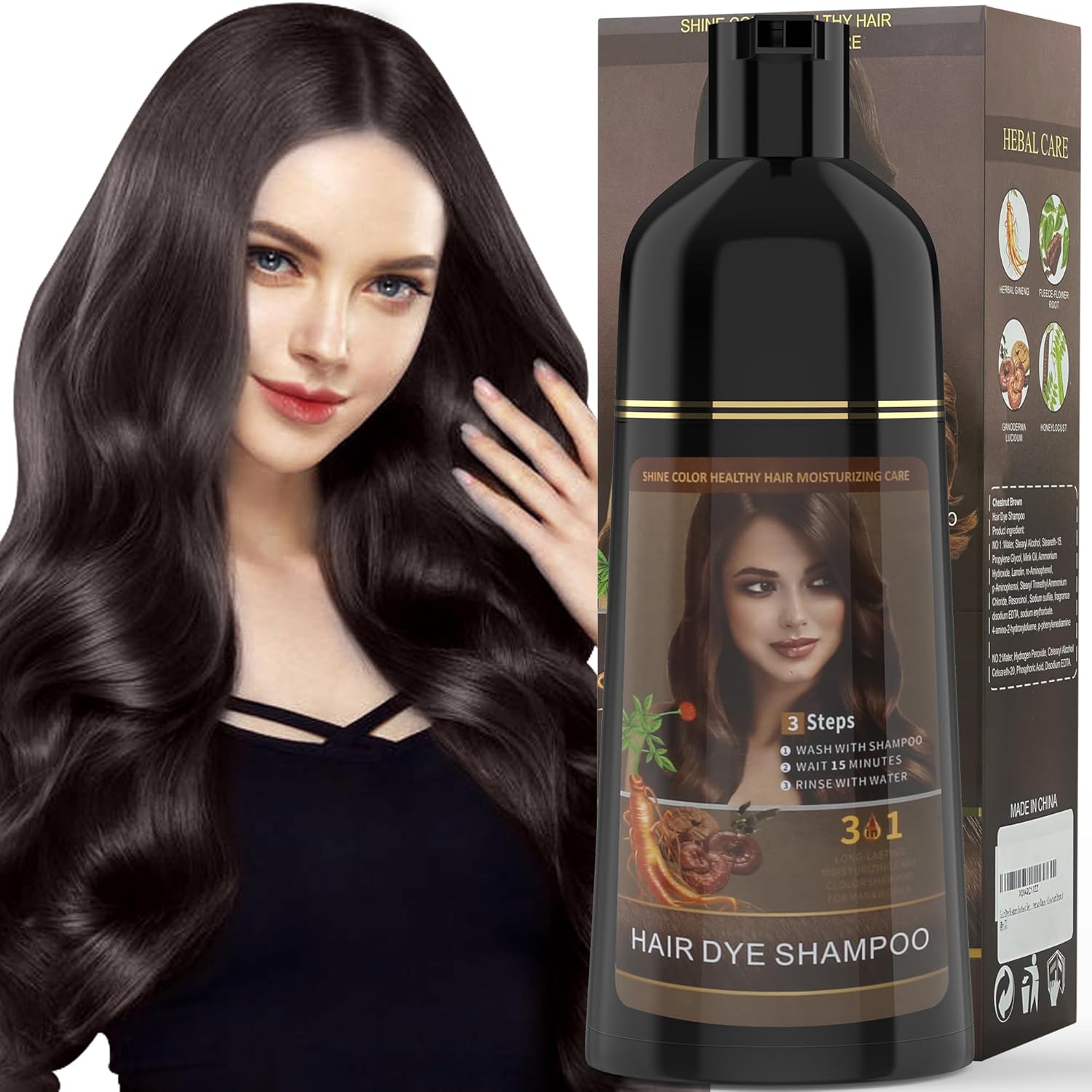 Amazon.com : Mydwo Dark Brown Hair Dye Shampoo 3 in 1, Instant Herbal ...