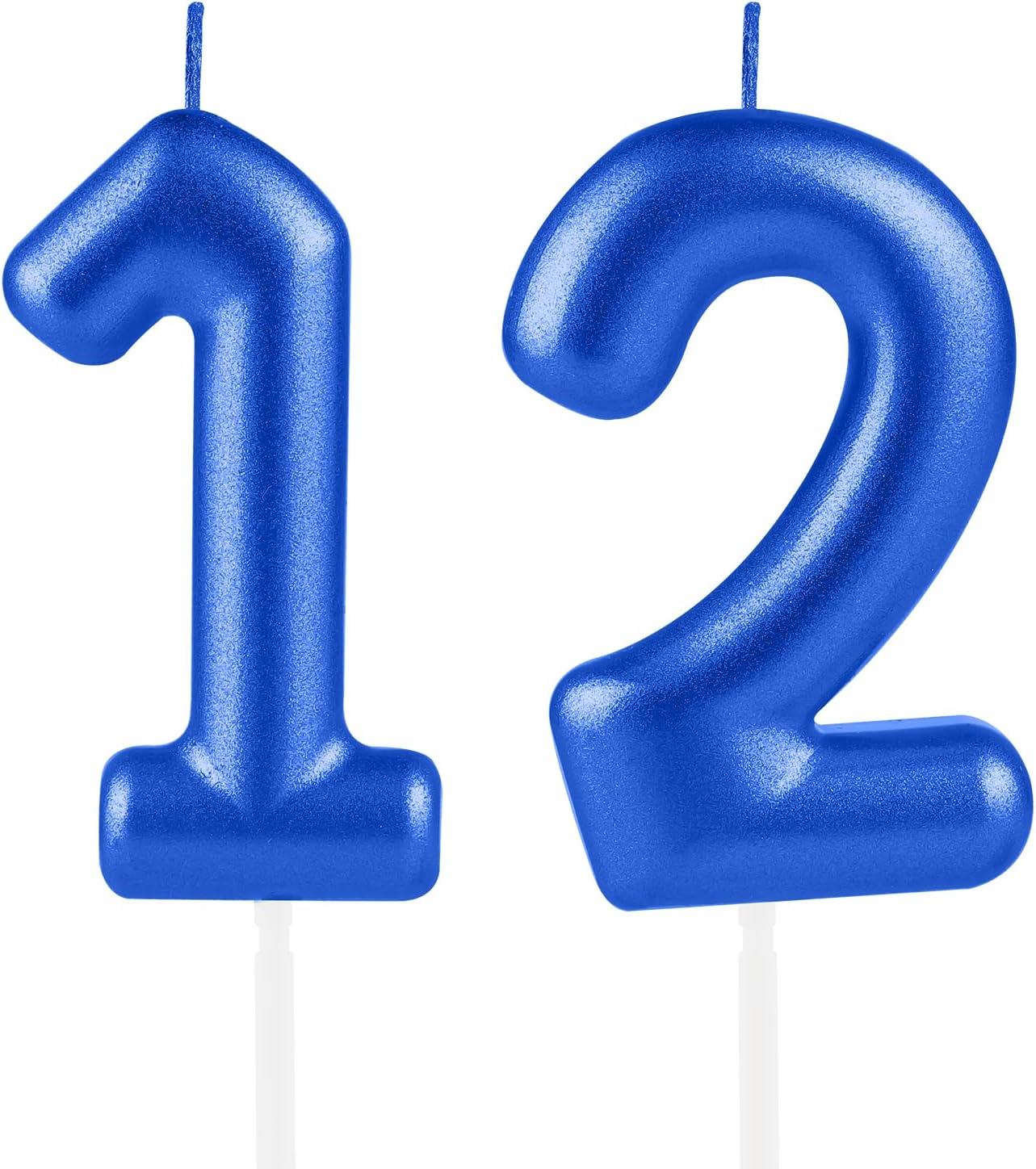 Amazon.com: Hongplus Royal Blue Number 12 Candles, 12 Birthday Candle ...