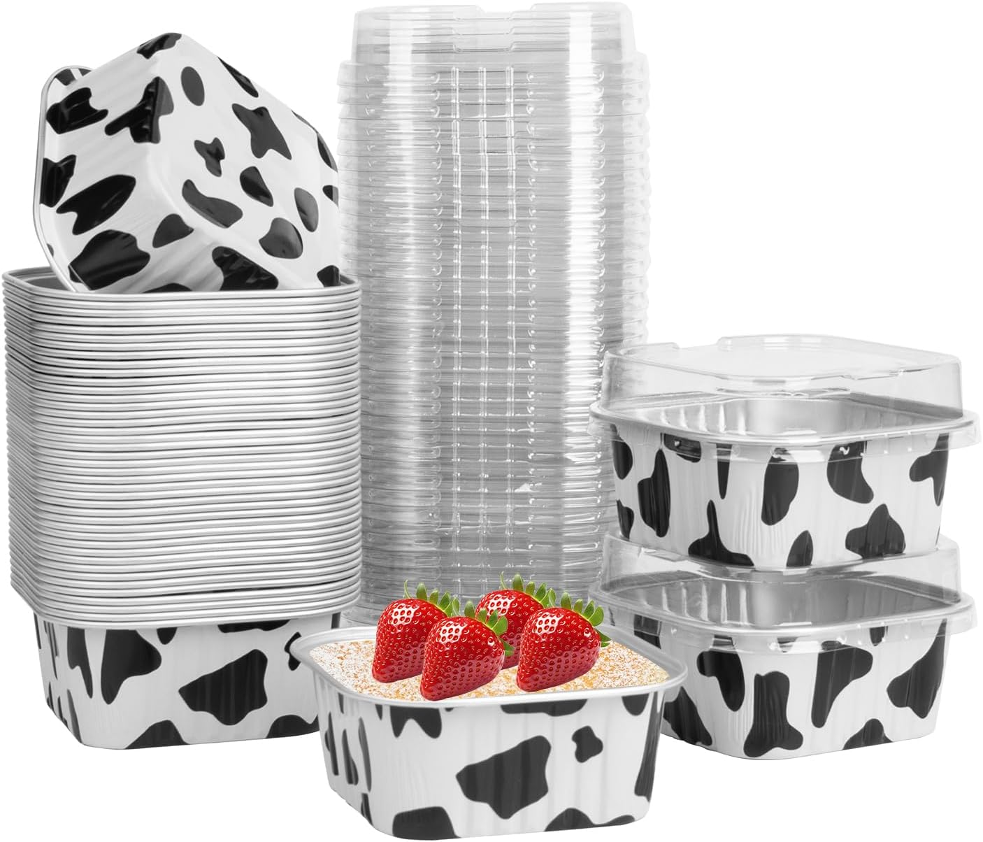 Amazon.com: 50 Pcs Mini Square Baking Cups with Lids,5oz Aluminum Foil ...