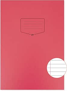 Silvine Tough Shell A4+ Exercise Book, 80 Pages 8mm Feint & Margin, Red ...
