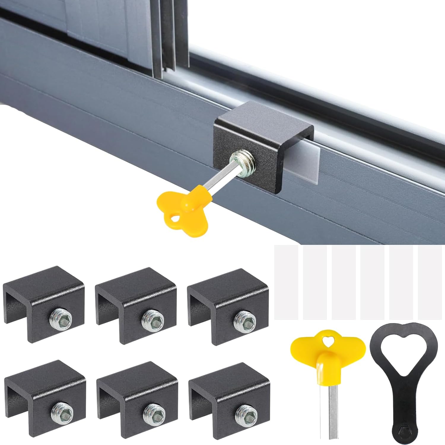 ZHFMILY Black Window Door Locks,6 Sets Adjustable Sliding Window ...