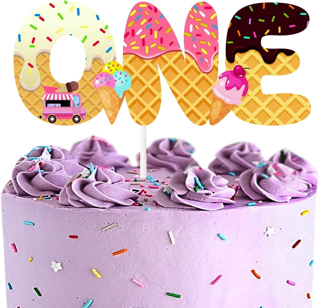 Amazon.com: LECAKTO Ice Cream Cake Topper - 1st Birthday Party Decor ...