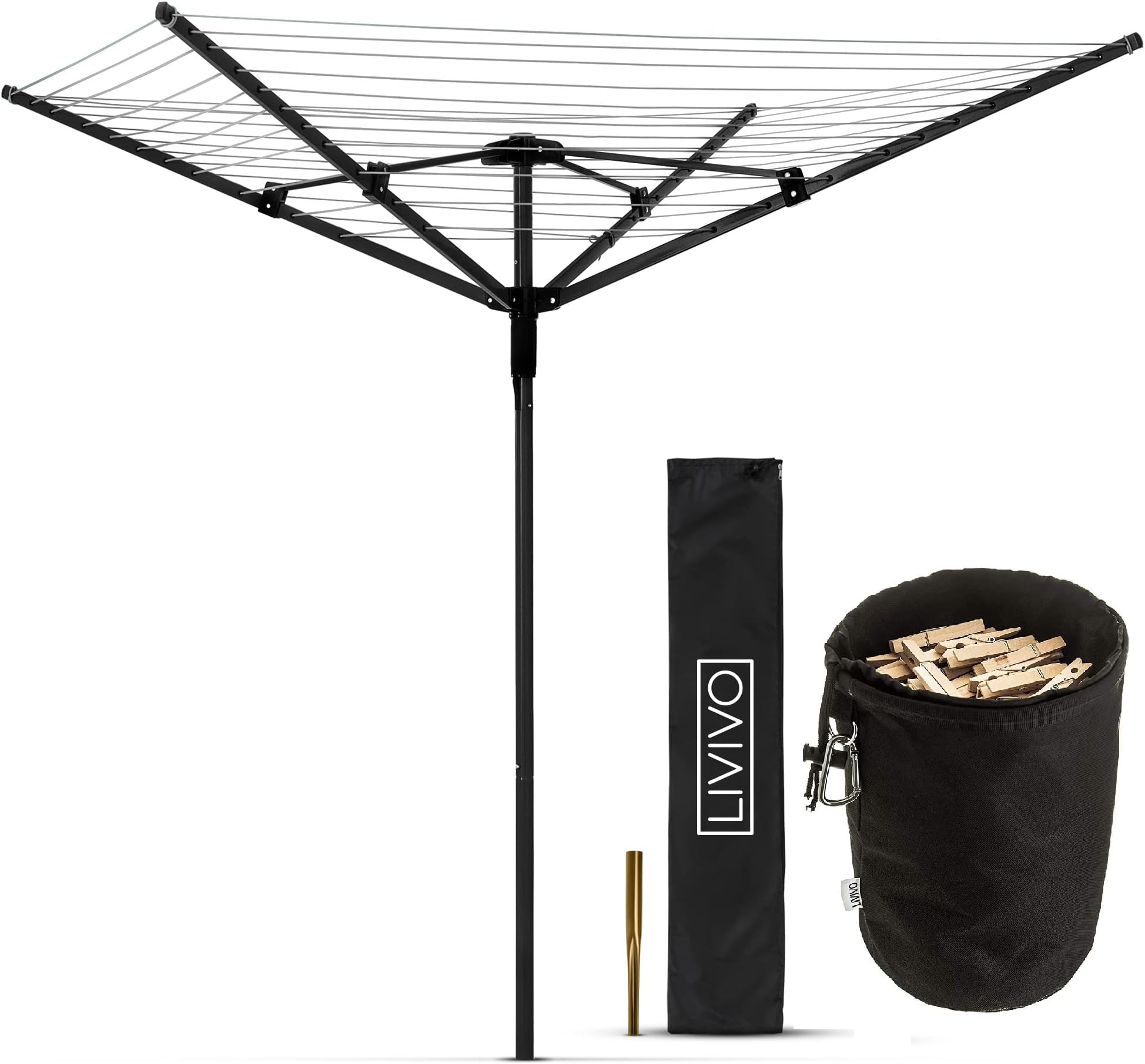 HEFTMAN Outdoor Rotary Washing Line - 45m Easy Assembly 4 Arm Rotary ...