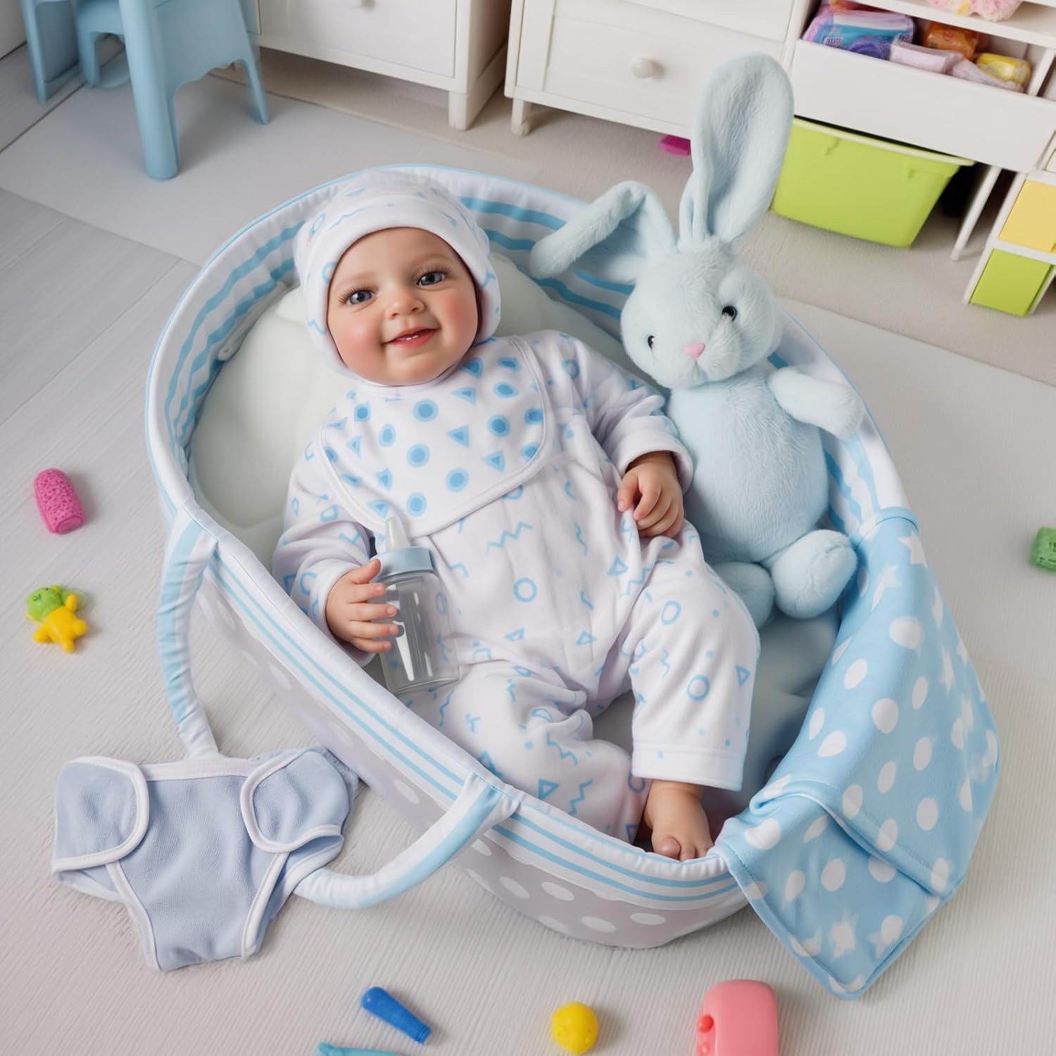 Amazon.com: BABESIDE 8 Pcs Reborn Baby Doll Accessories with Bassinet ...