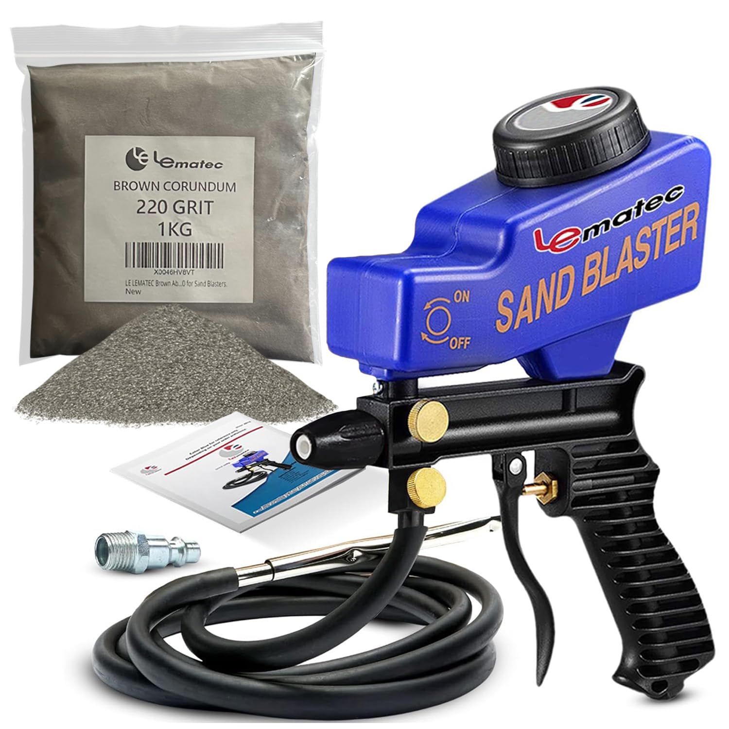 LE LEMATEC Sand Blaster Gun Kit & Brown Corundum Media Set – Complete ...