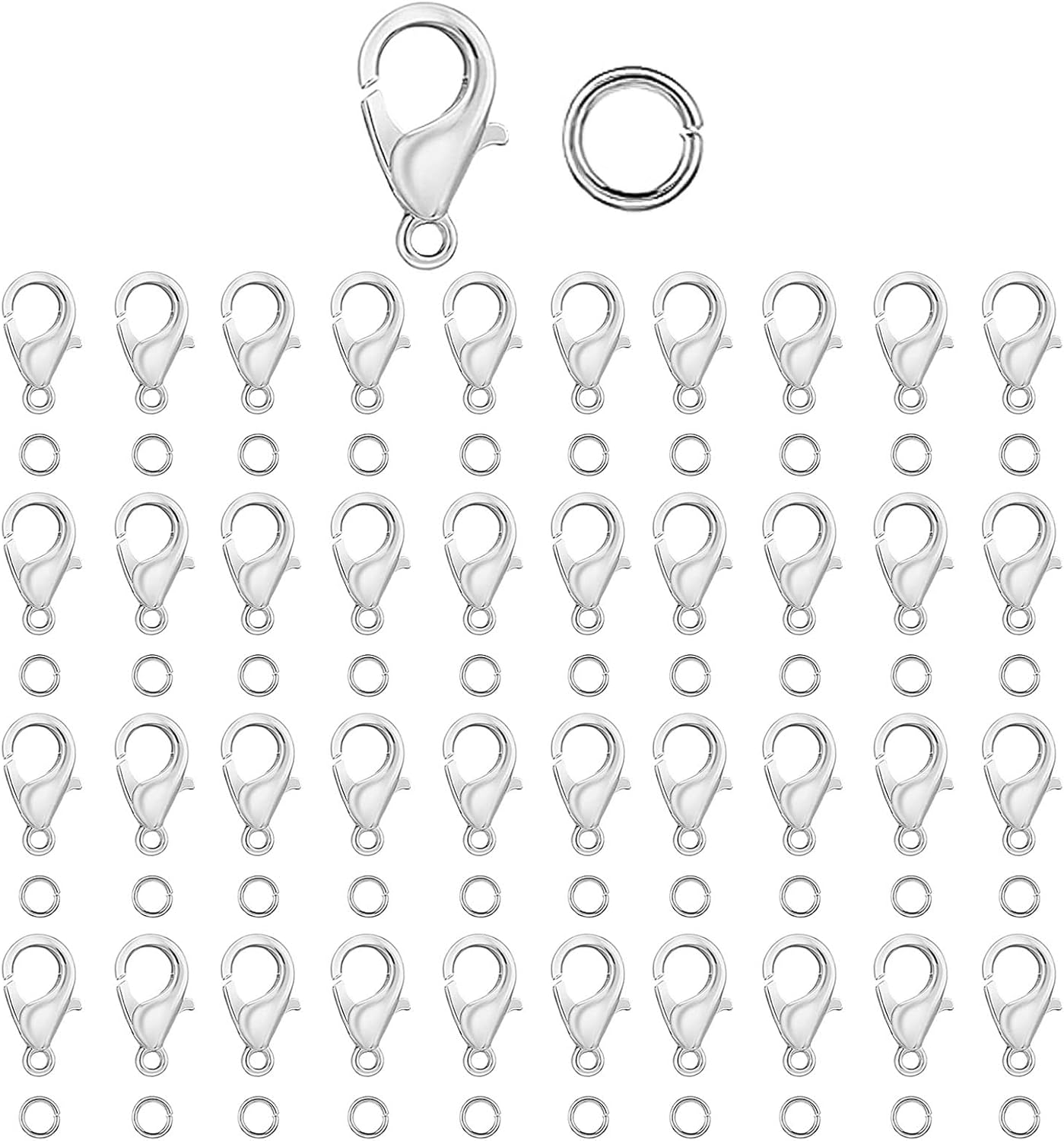 ZZLBZN 250pcs Silver Lobster Clasps and Open Jump Ring, Jewelry ...