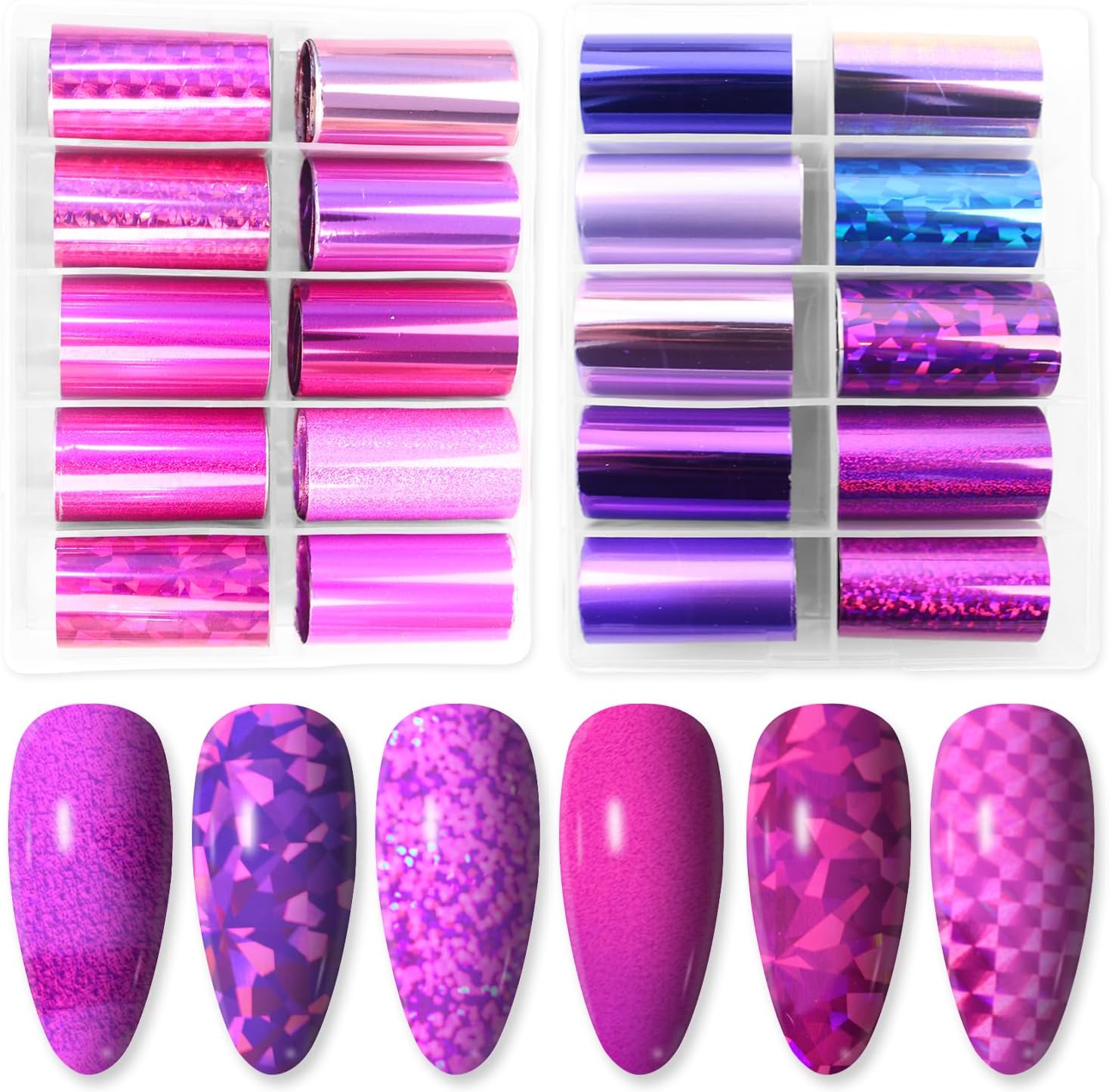 Amazon.com: DANNEASY 20 Roll Iridescent Nail Foil Transfer Holographic ...