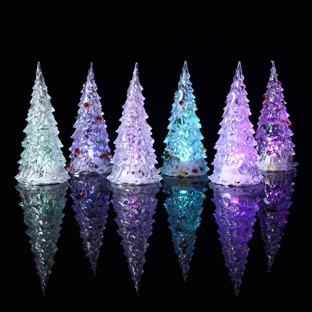 TOYANDONA 6Pcs Mini LED Christmas Tree Light Up Christmas Tree Decor ...