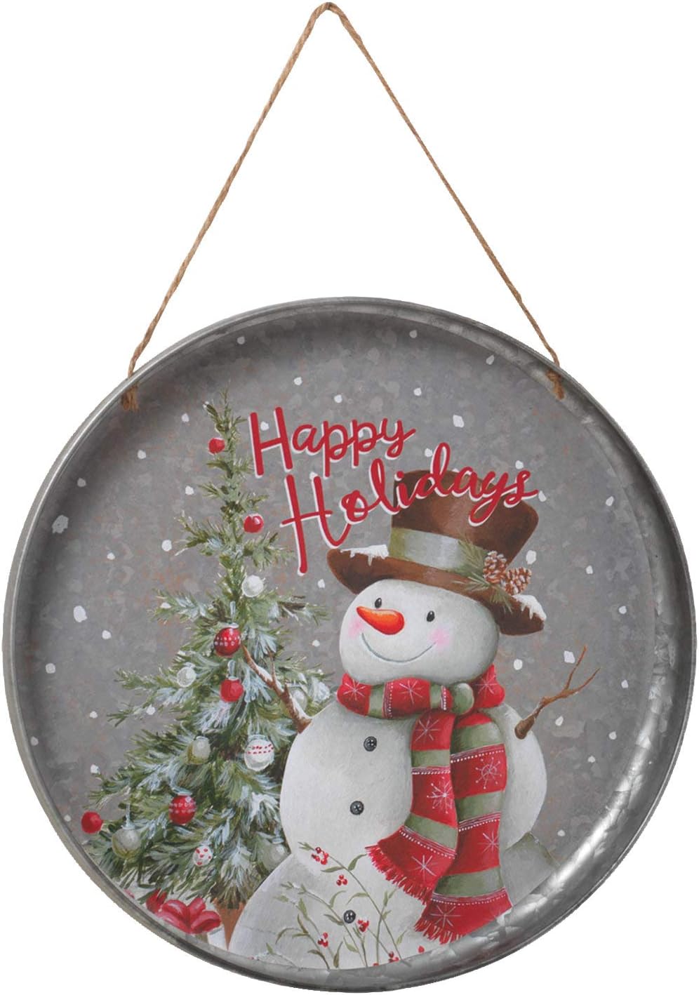 Amazon.com: 12-Inch Rustic Metal Holiday Snowman Happy Holidays Wall ...