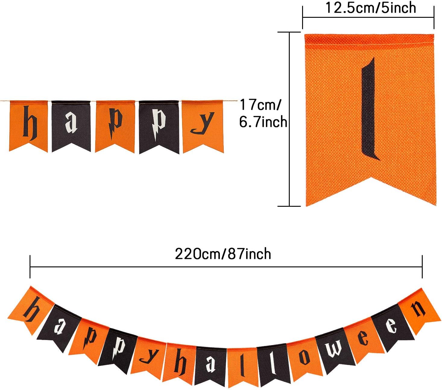 Whaline Happy Halloween Banner Halloween Bunting Banners Fabric No DIY ...