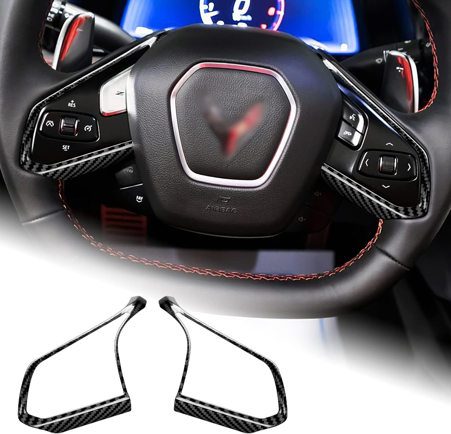 Amazon.com: AIRSPEED for C8 Steering Wheel Frame Cover Sticker Real ...