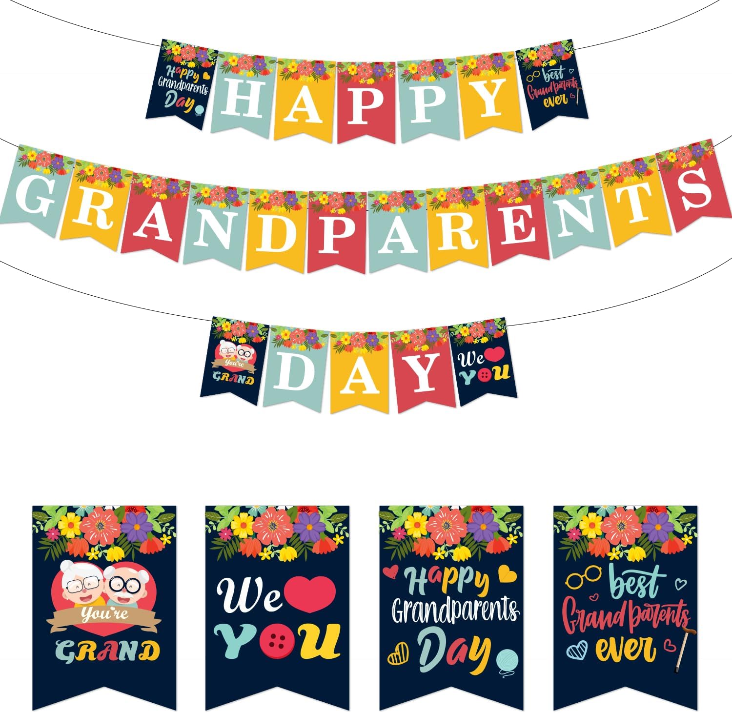 Amazon.com: Happy Grandparents Day Banner, NO-DIY Grandparents Day ...
