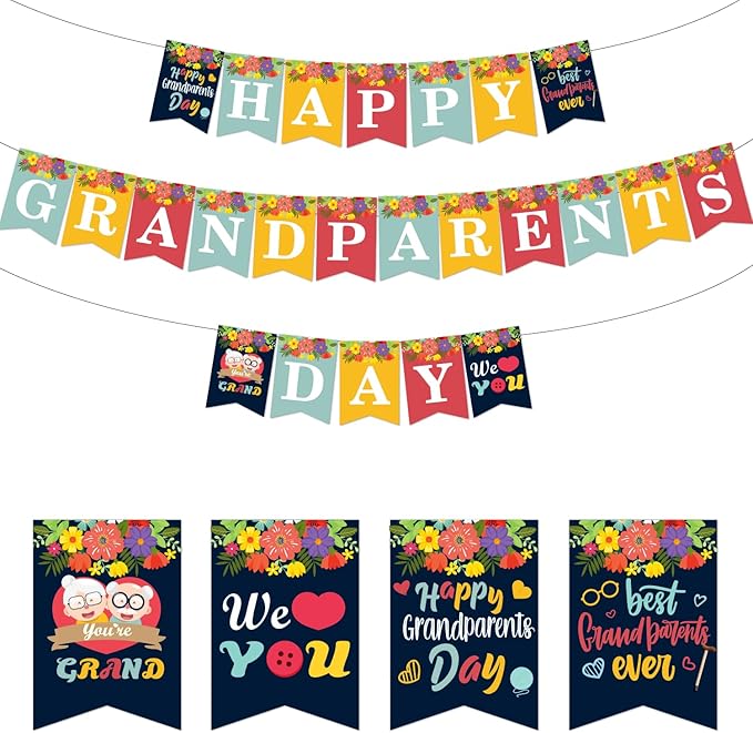 Amazon.com: Happy Grandparents Day Banner, NO-DIY Grandparents Day ...