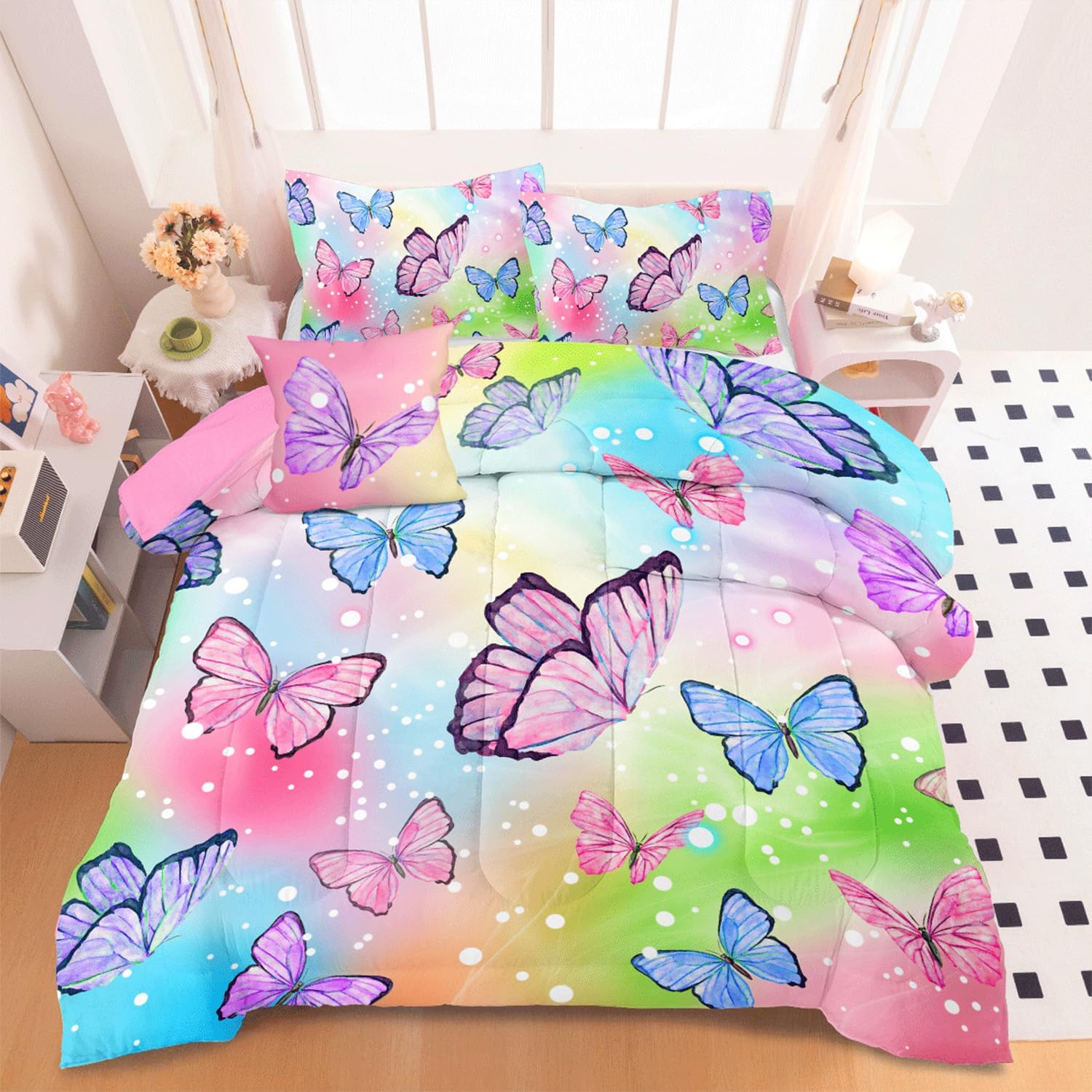 Amazon.com: ASKOTU 4 Pcs Girls Bedding Set Full Size, Rainbow ...