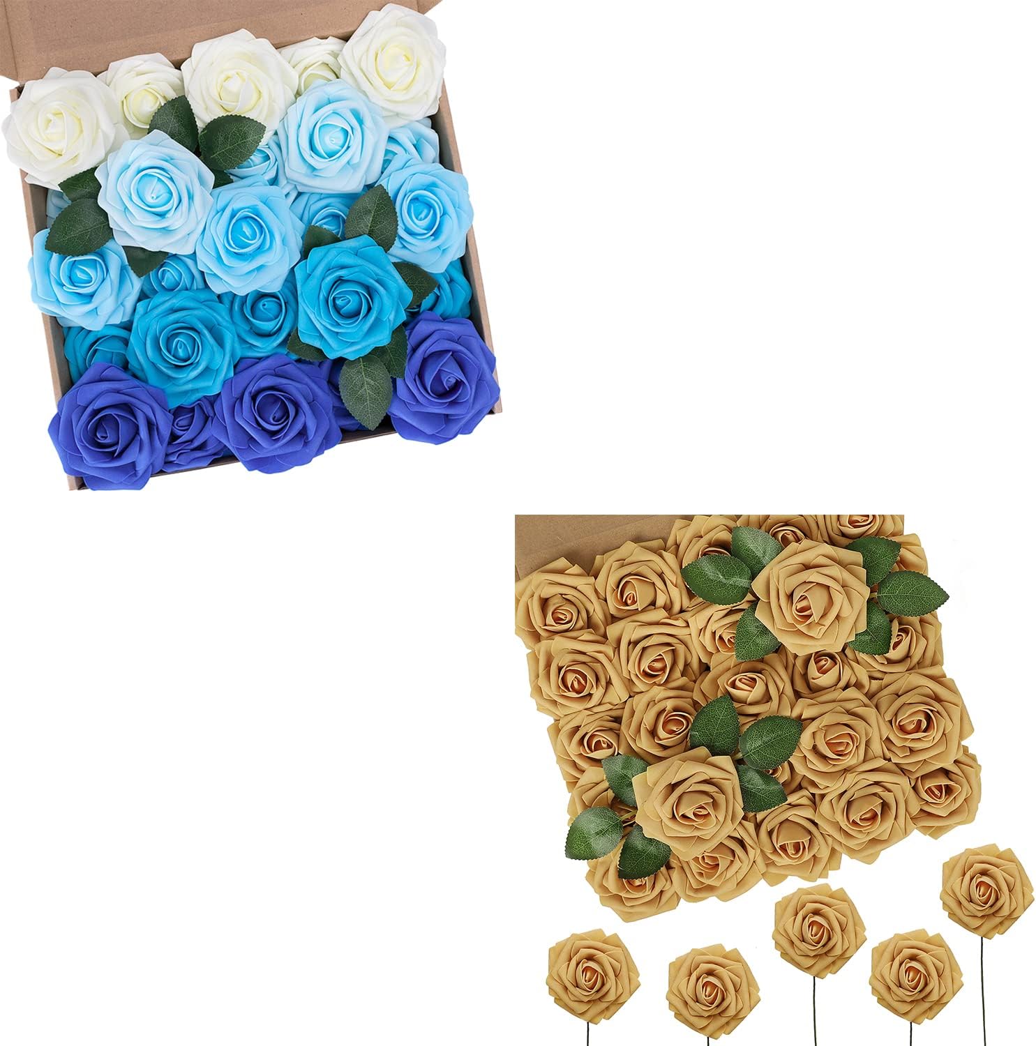 Amazon.com: N&T NIETING Rose Artificial Flowers 25pcs Fake Flowers Rose ...