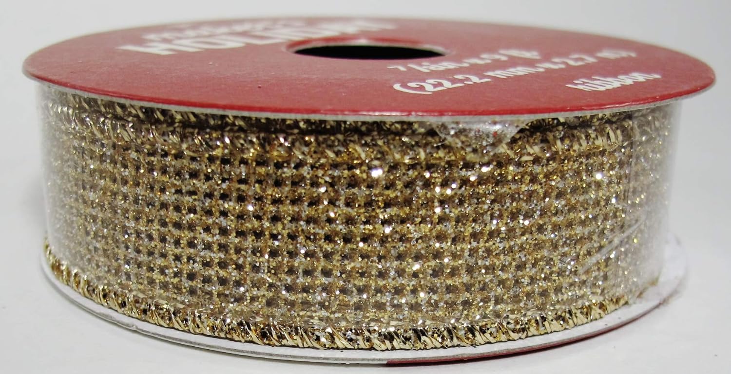 Amazon.com: Gold Metallic Mesh Ribbon 7/8" x 9' feet ~ Decorative ...