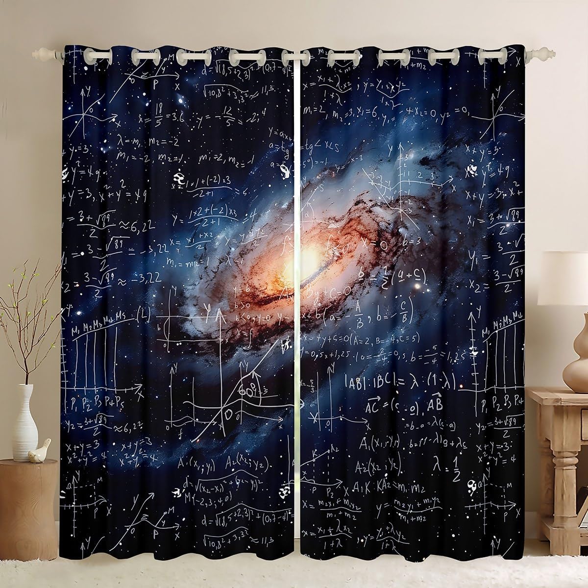 Amazon.com: Feelyou Math Equation Curtains for Bedroom Living Room (2 ...