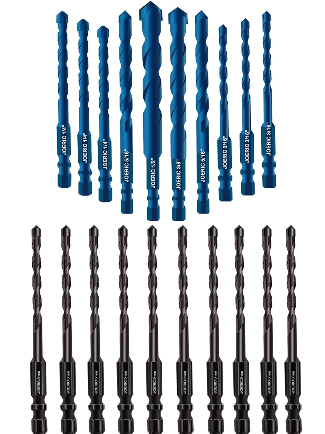 Amazon.com: JOERIC 20PCS Blue Masonry Drill Bits, Concrete Drill Bit ...