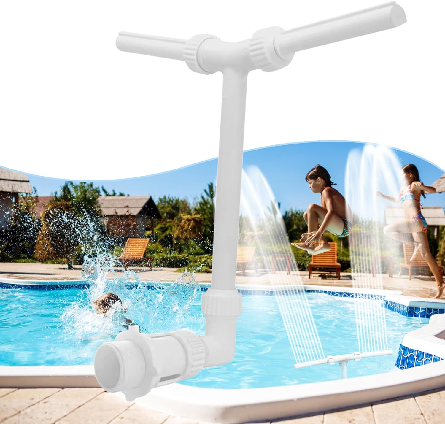 Amazon.com: Pool Fountain for Above and In-Ground Pools, Dual Spray ...