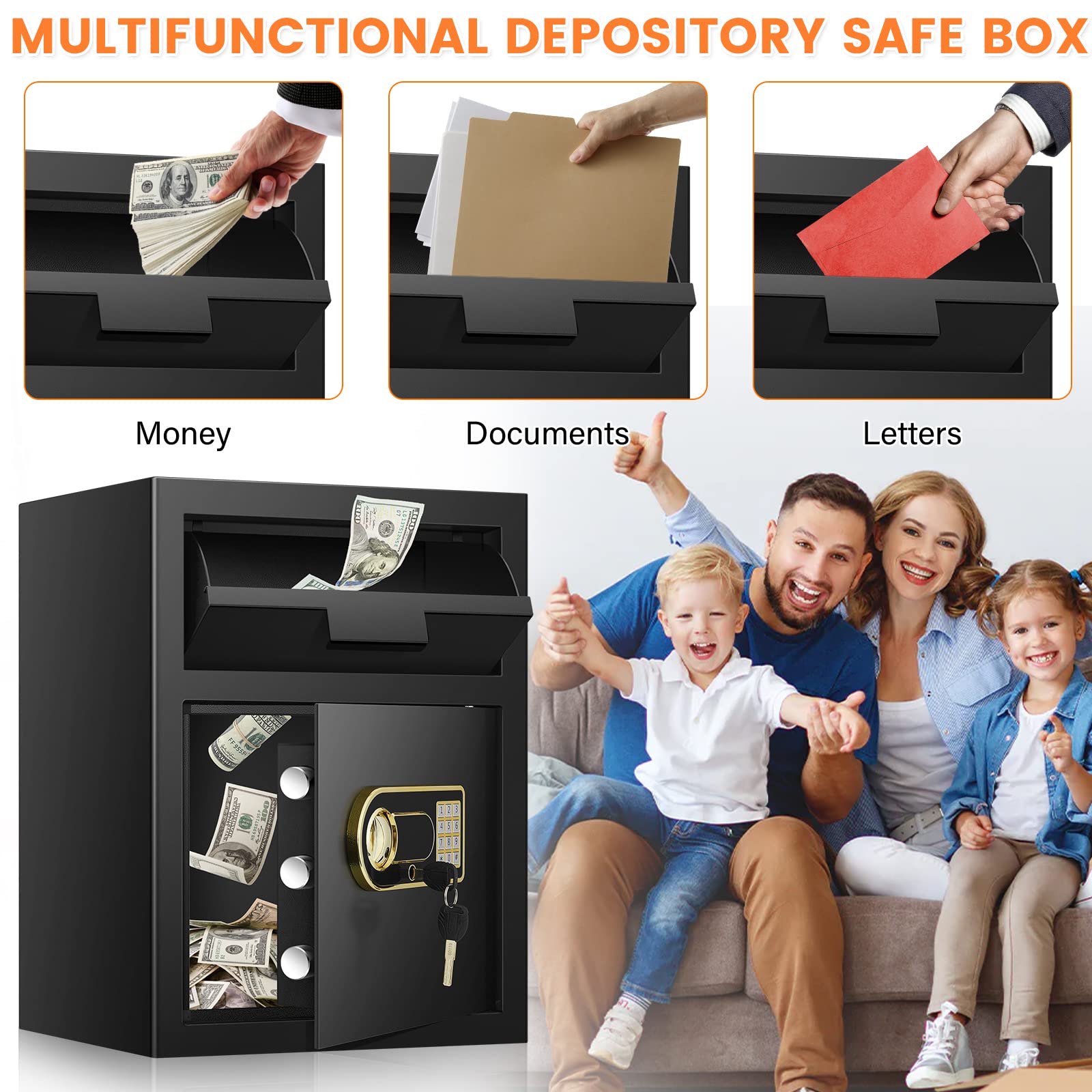 2.6 Cubic Depository Drop Safe Box for Home Fire and Waterproof ...