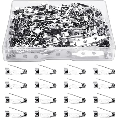 Amazon.com: 100 Pcs Bar Pins Backs Safety Clasp, Locking Pins Silver ...