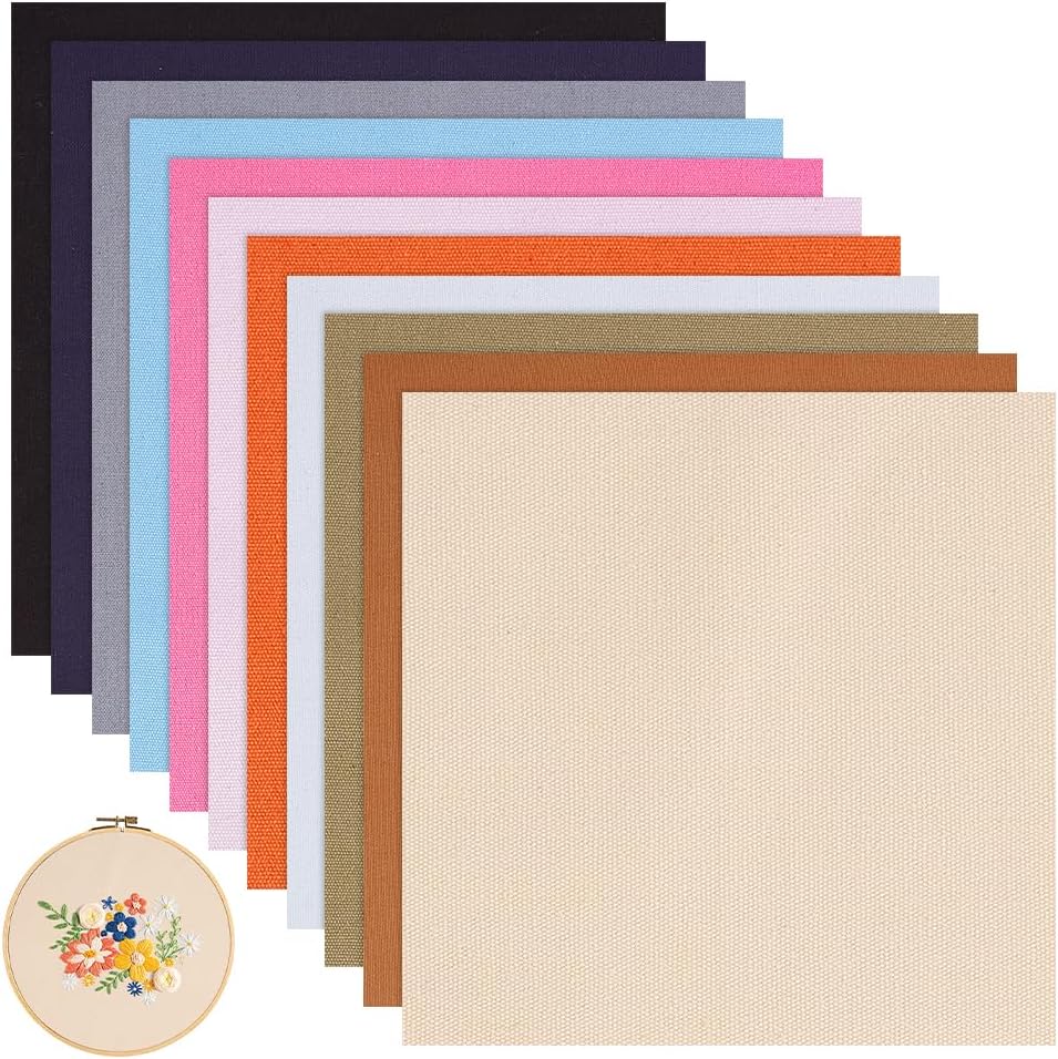 Amazon.com: BENECREAT 12 Pcs 12 Colors Square Cotton Embroidery Fabric ...